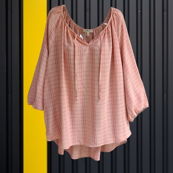 Como Blue | Tops | Como Blu Womens Plus Peasant Top Blouse Gront Tie ...